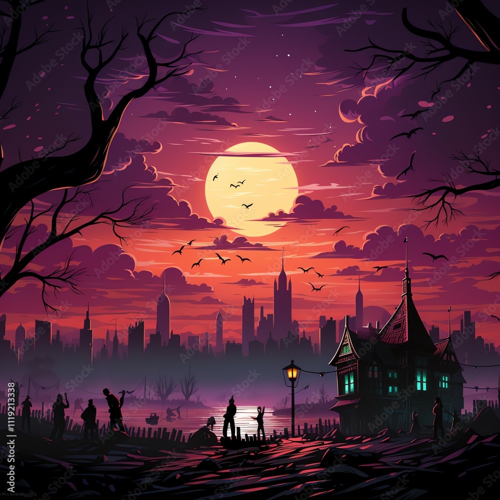 Illustration Stock Create a coming soon banner with spooky halloween ...