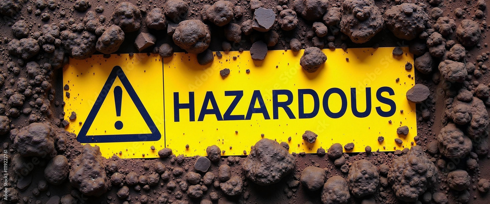 Warning sign buried in contaminated soil highlights environmental ...