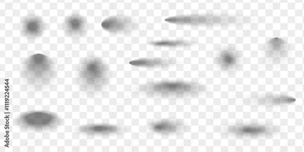 Realistic round shadows collection. Set of shadow overlay effect ...