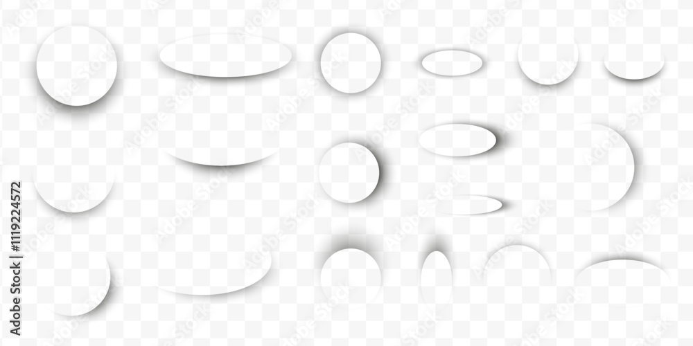 Realistic round shadows collection. Set of shadow overlay effect ...