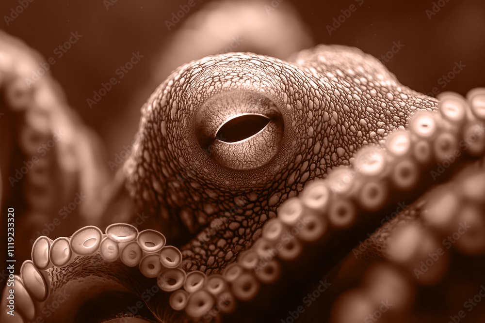 Ilustración de Stock Octopus eye in mocha mousse. Color of the year ...