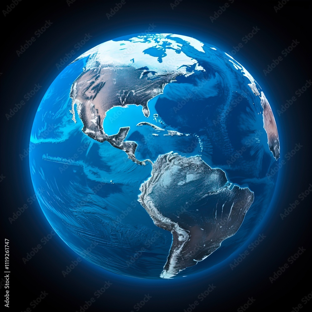 Southern Hemisphere on Earth: Illustrated Global View of Antarctica and ...