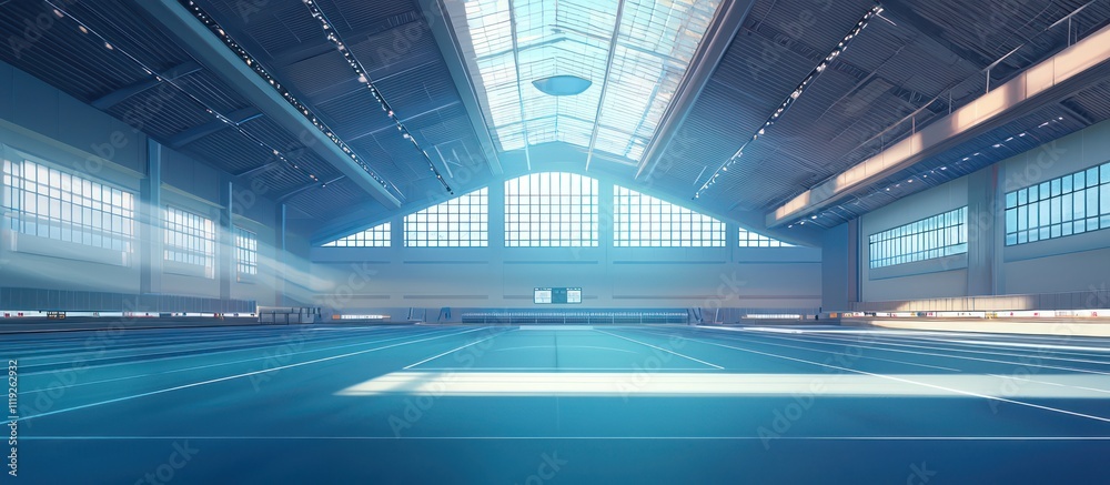 Indoor sports arena designed for competitive events, digital art. Stock ...