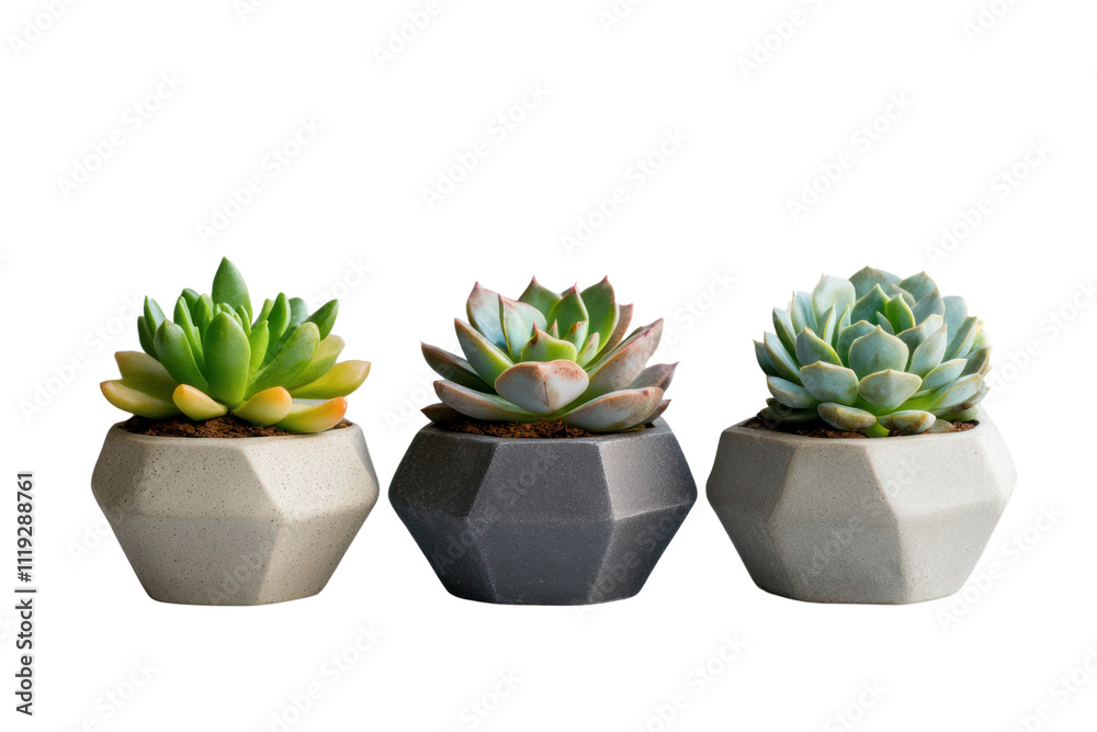 Succulents in geometric pots, blending nature with modern design ...