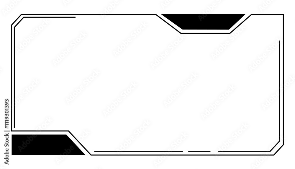 Futuristic HUD frames, borders text box game menu ui panel. Line tech ...