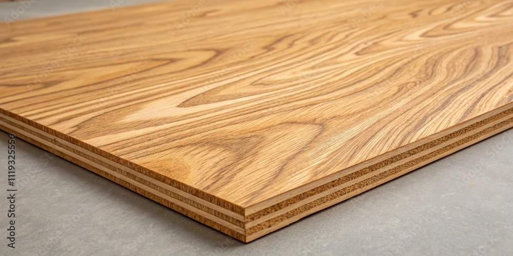 High-quality wood veneer sheet with three-ply construction featuring a ...
