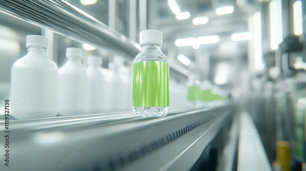 Bottles in Production Line at a Modern Manufacturing Facility ...