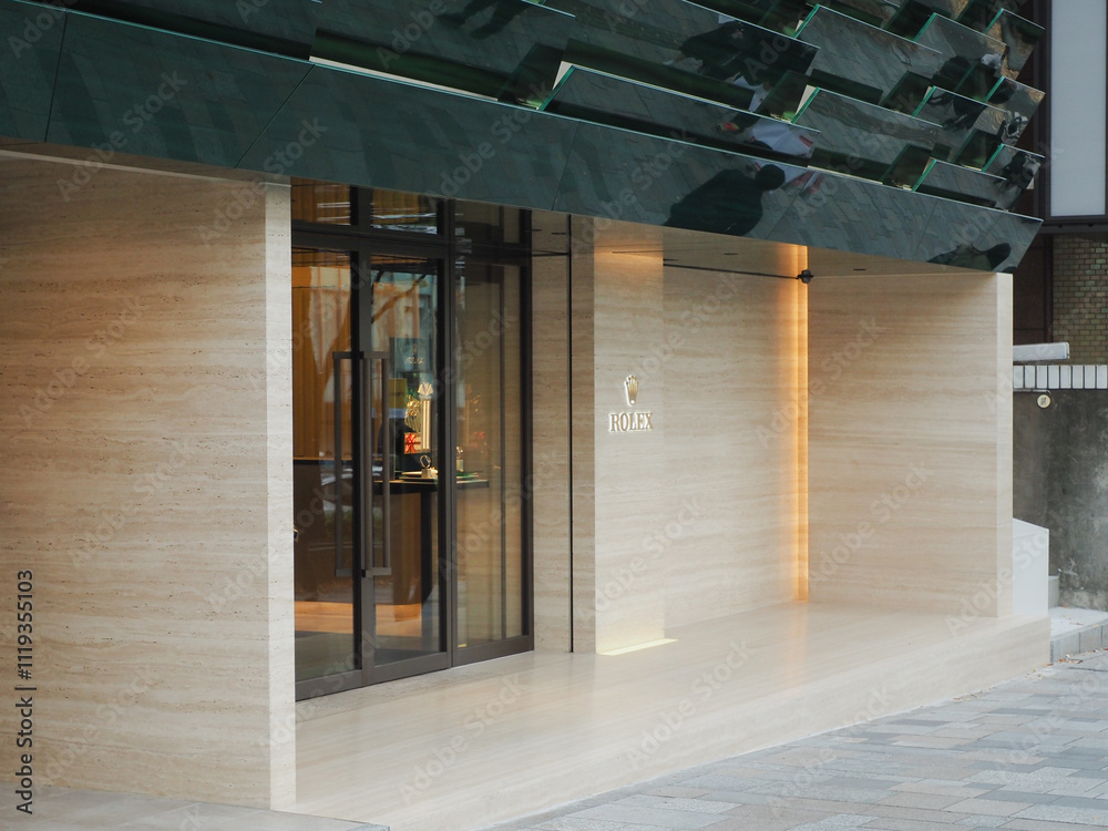 rolex, watch, store, shop, building, boutique, logo, sign, tokyo, japan ...