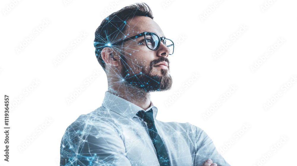 Man with Vision: A confident businessman with a determined gaze, his ...
