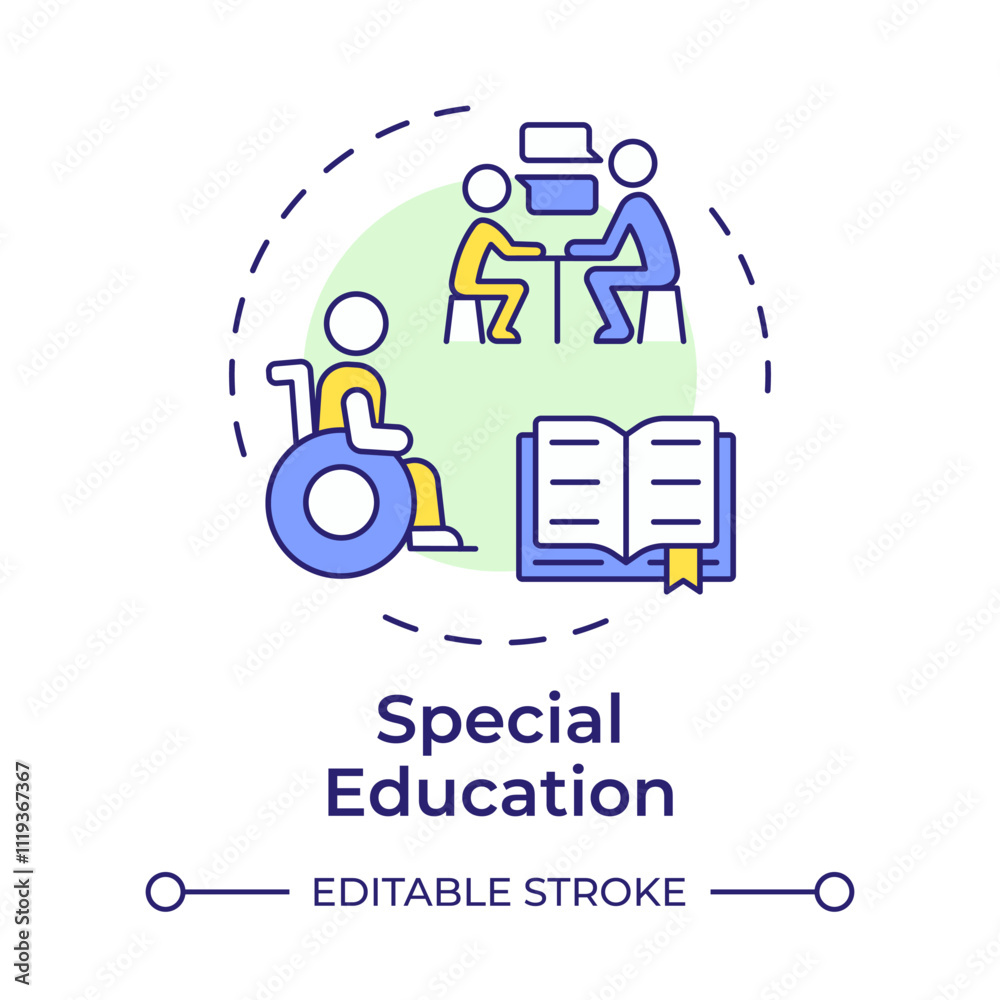 Special education multi color concept icon. Including needs of students ...