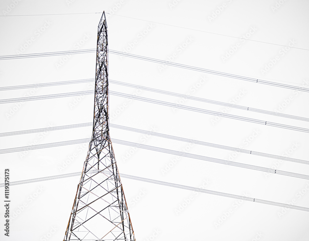 High voltage pole electric grid line energy tower tranmission high ...