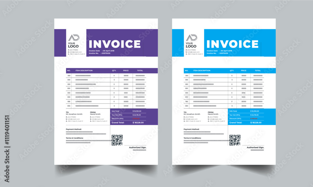 Business invoice template. Money bills, Price invoices, Tax form ...