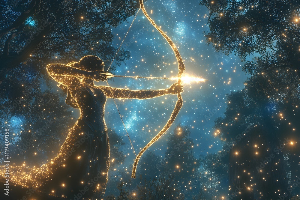 Sagittarius constellation shown as a magical, ethereal archer with ...