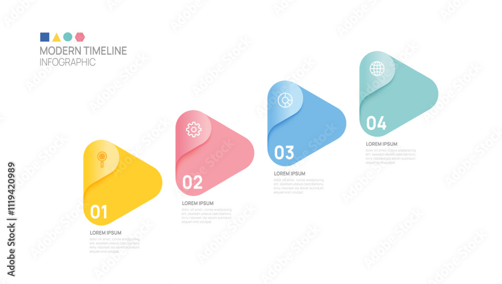 Triangle Infographic 4 steps to success growth template. Business ...