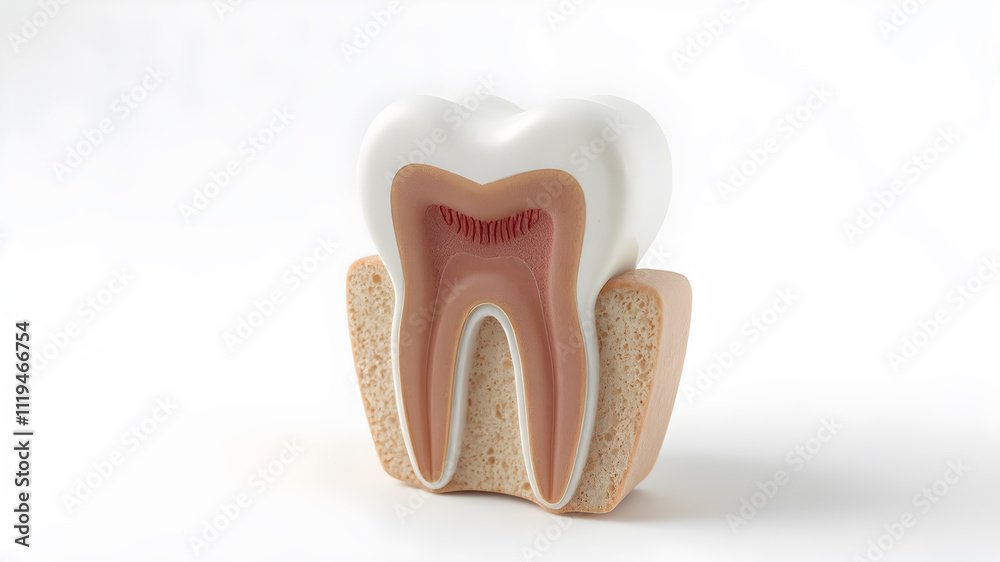 Tooth model, Dental tooth anatomy. Cross section of human tooth. Type ...