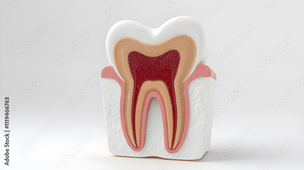 Tooth model, Dental tooth anatomy. Cross section of human tooth. Type ...