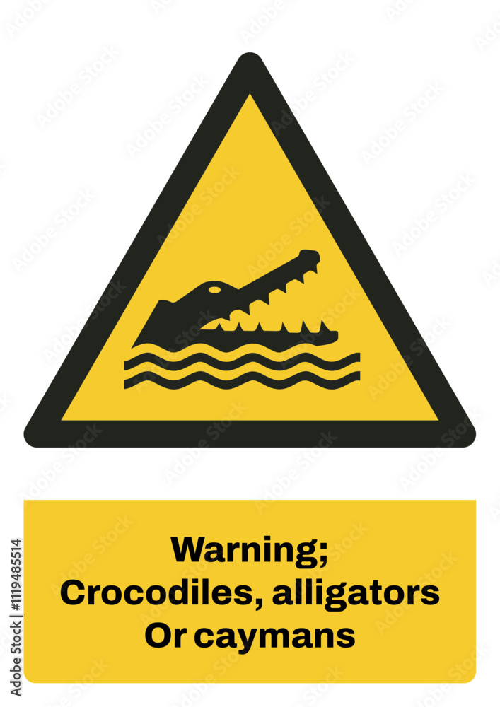 ISO warning safety signs sentence case text_warning ; crocodiles ...