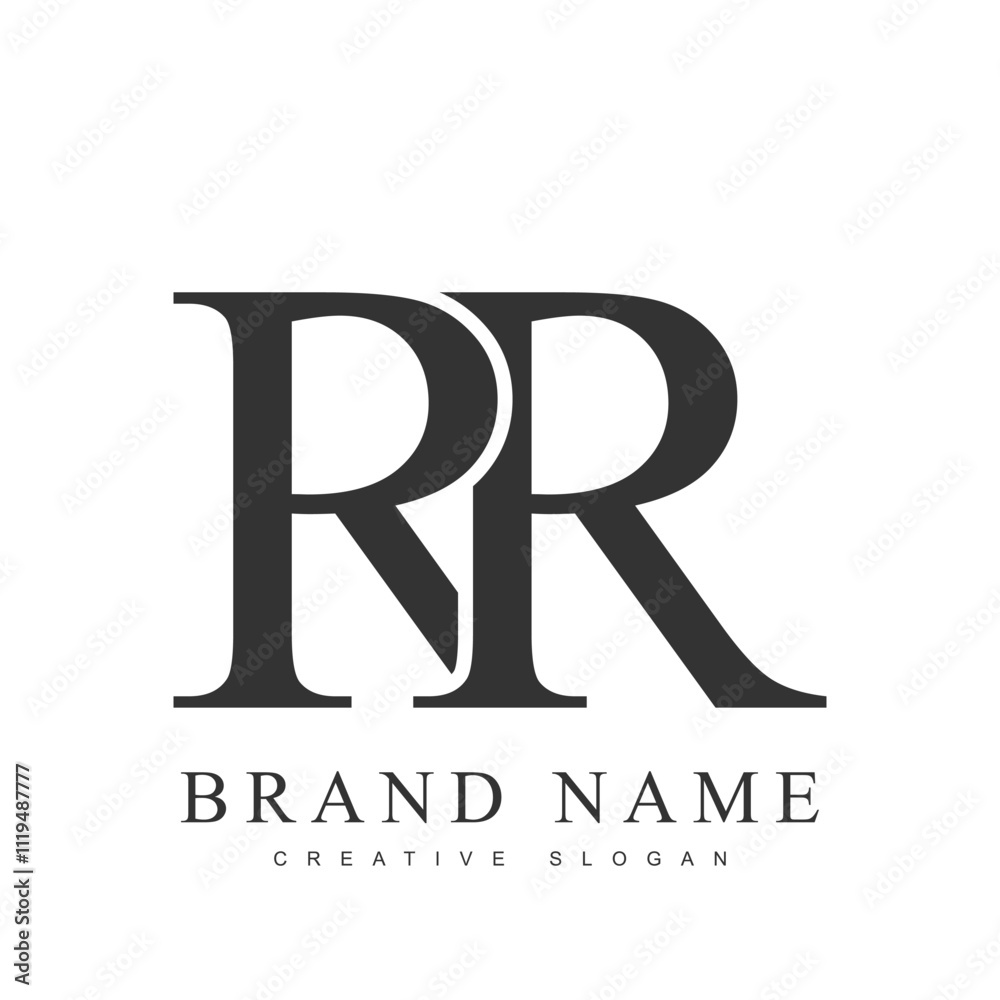 RR trendy logotype template. Initial letter r and r classic font style ...