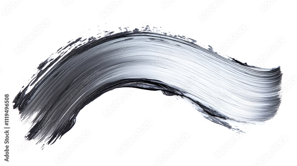 Silver glittering color smear brush stroke stain blot on white ...