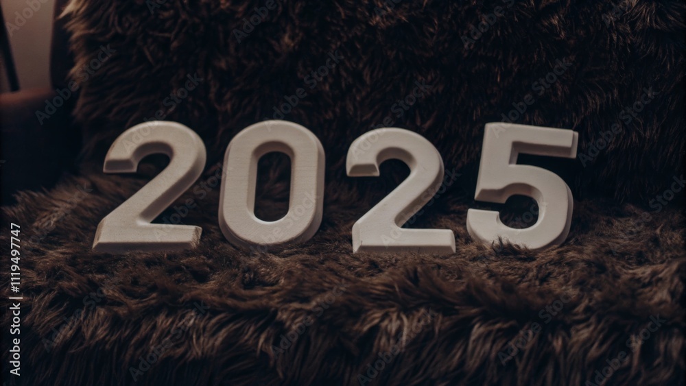 2025 numbers on cozy fur background representing future concepts and ...