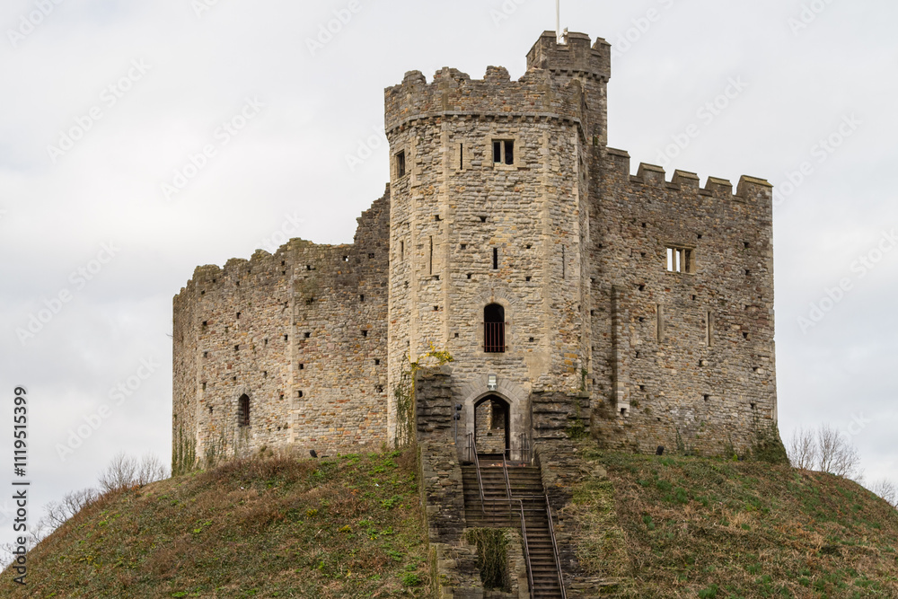 Cardiff Castle - a Motte and Bailey style Norman fortification Stock ...