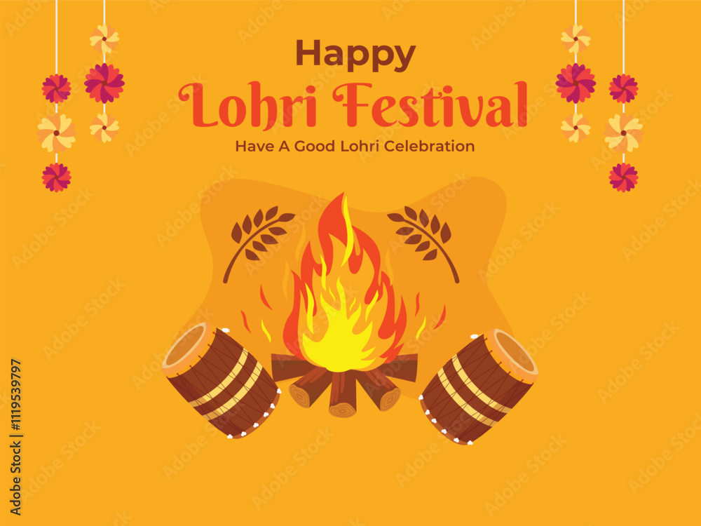 Happy Lohri festival of Punjab India background. lohri elements ...