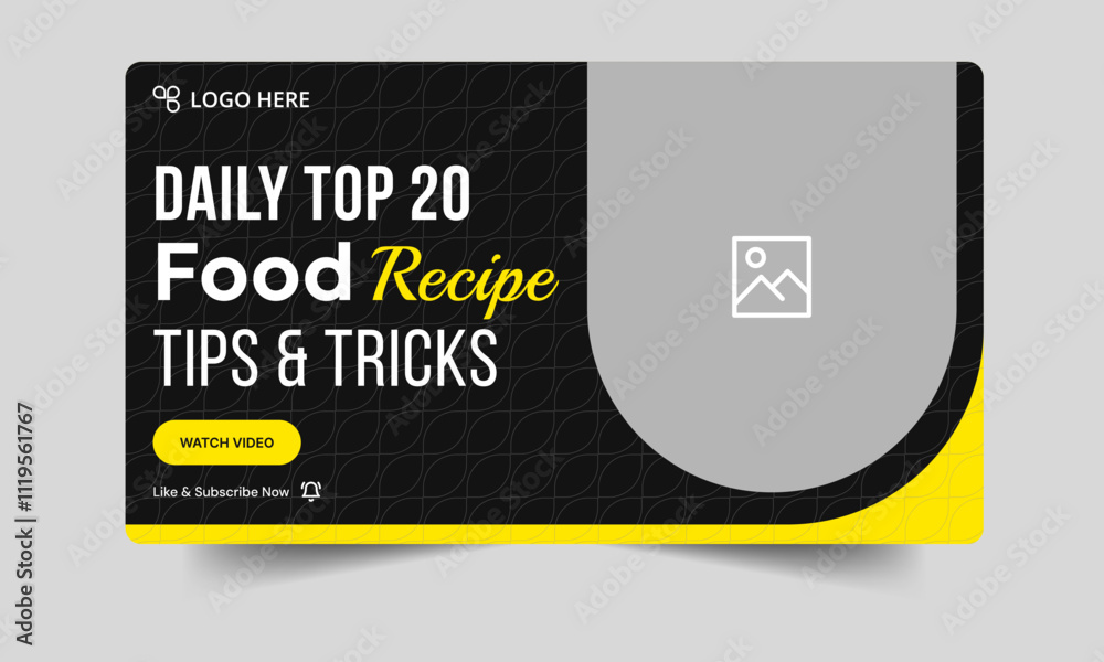 Editable vector food recipe techniques video cover banner design ...