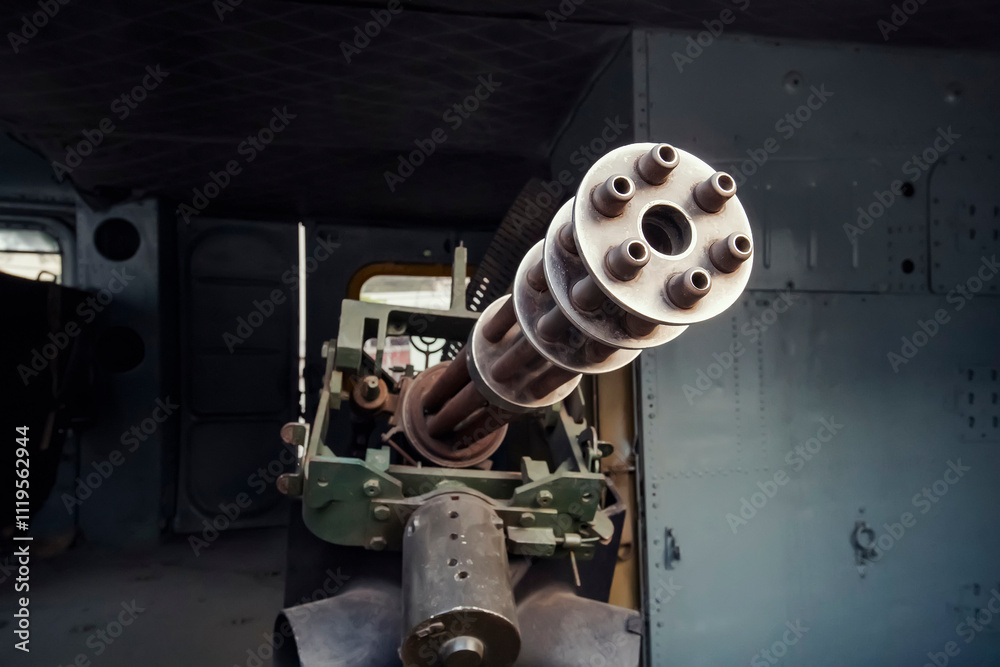 Machine gun mounted on a Huey Helicopter, War Remnants Museum, Saigon ...