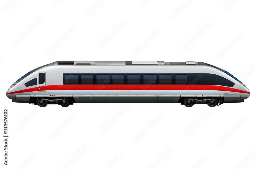 Side view of a fast passenger express train with transparent background ...