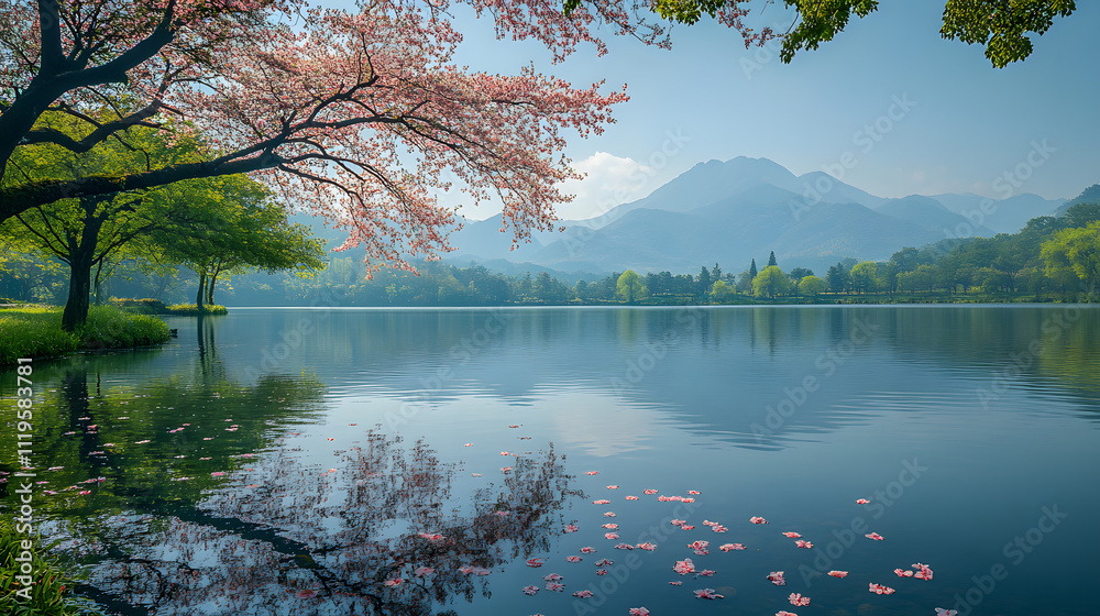 Beautiful scenery of West Lake in spring, real scenery, distant scenery ...