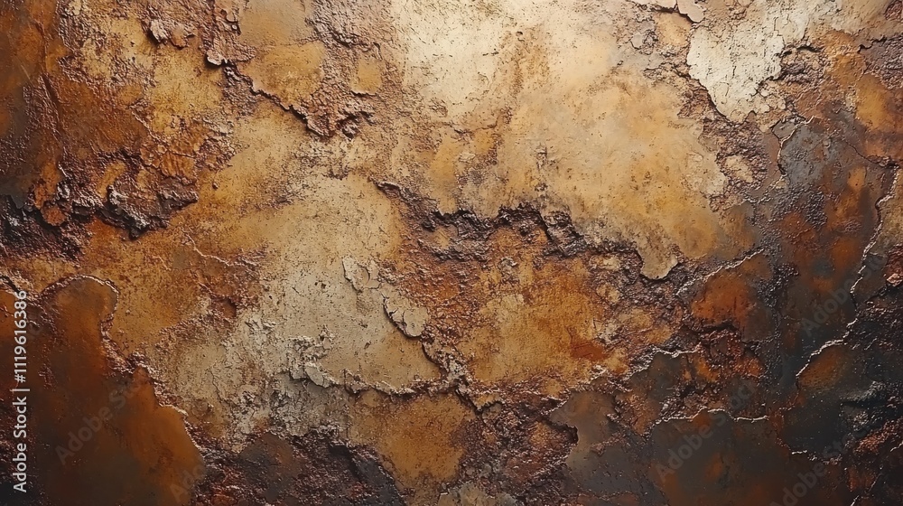 Rusted iron surface with peeling paint and rough textures, capturing a ...