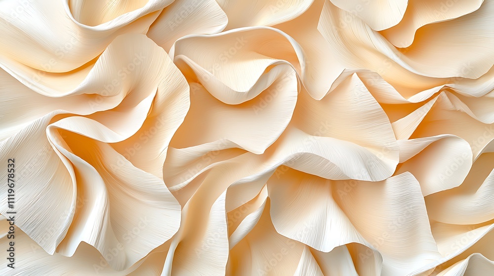 The artwork features a mesmerizing array of crumpled paper, each crease ...
