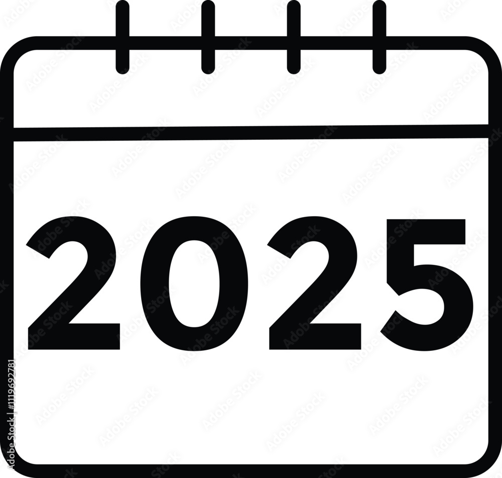 Vector de Stock 2025 year, calendar icon. Flat calendar icon design ...