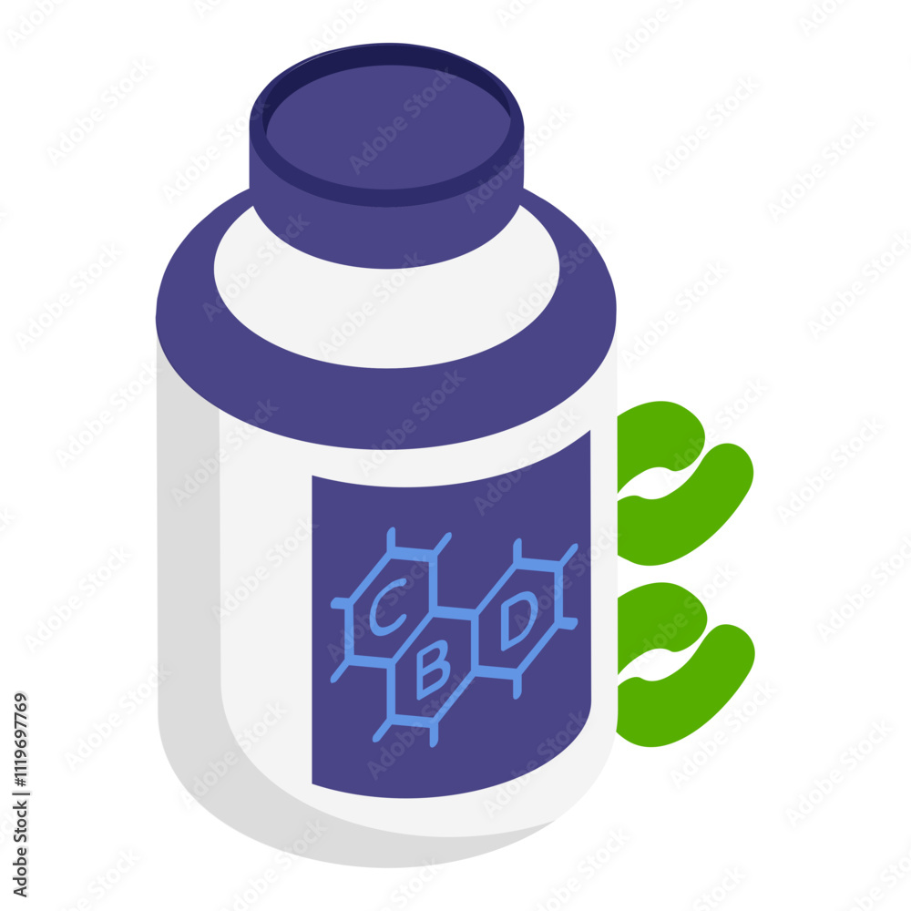 Hemp Capsule for Discreet and long lasting Effects isometric concept ...