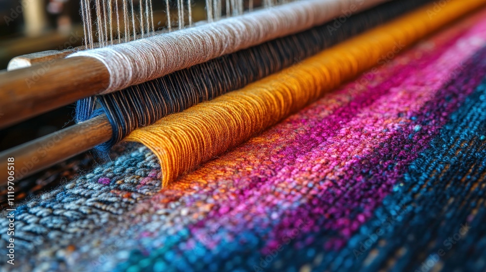 Vibrant Colors and Textures of Loom Weaving Highlighting Craftsmanship ...