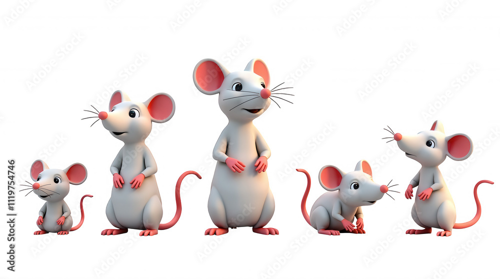 Charming Cartoon Mice Family Illustration with Transparent Background ...