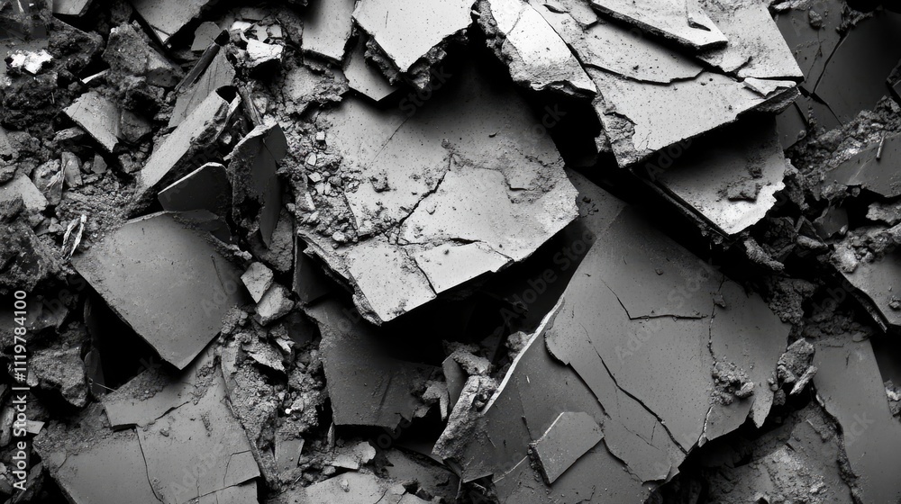 Crushed concrete debris from a demolished building showcasing shattered ...