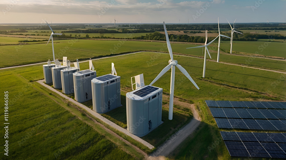 Modern battery energy storage system with Wind power and solar power ...