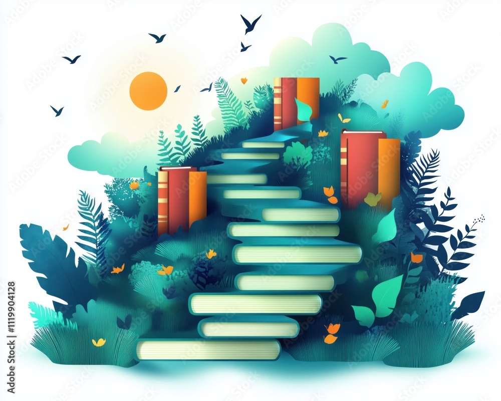 Illustrative depiction of a radiant pathway leading through a field of ...