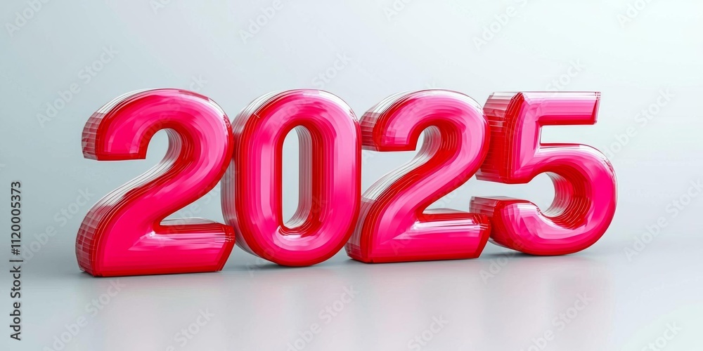 hyper realistic photo of 3D text 2025 in pink color on a solid ...