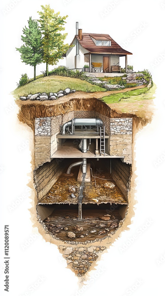 Underground Sewer System Illustration: Cross Section of Drainage and ...