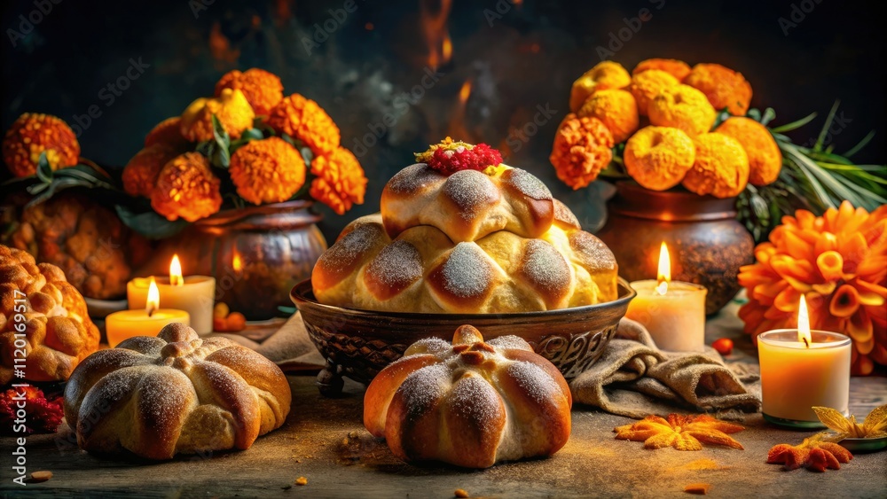 Ilustrace Day of the Dead Bread, Pan de Muerto, Low Light Photography ...