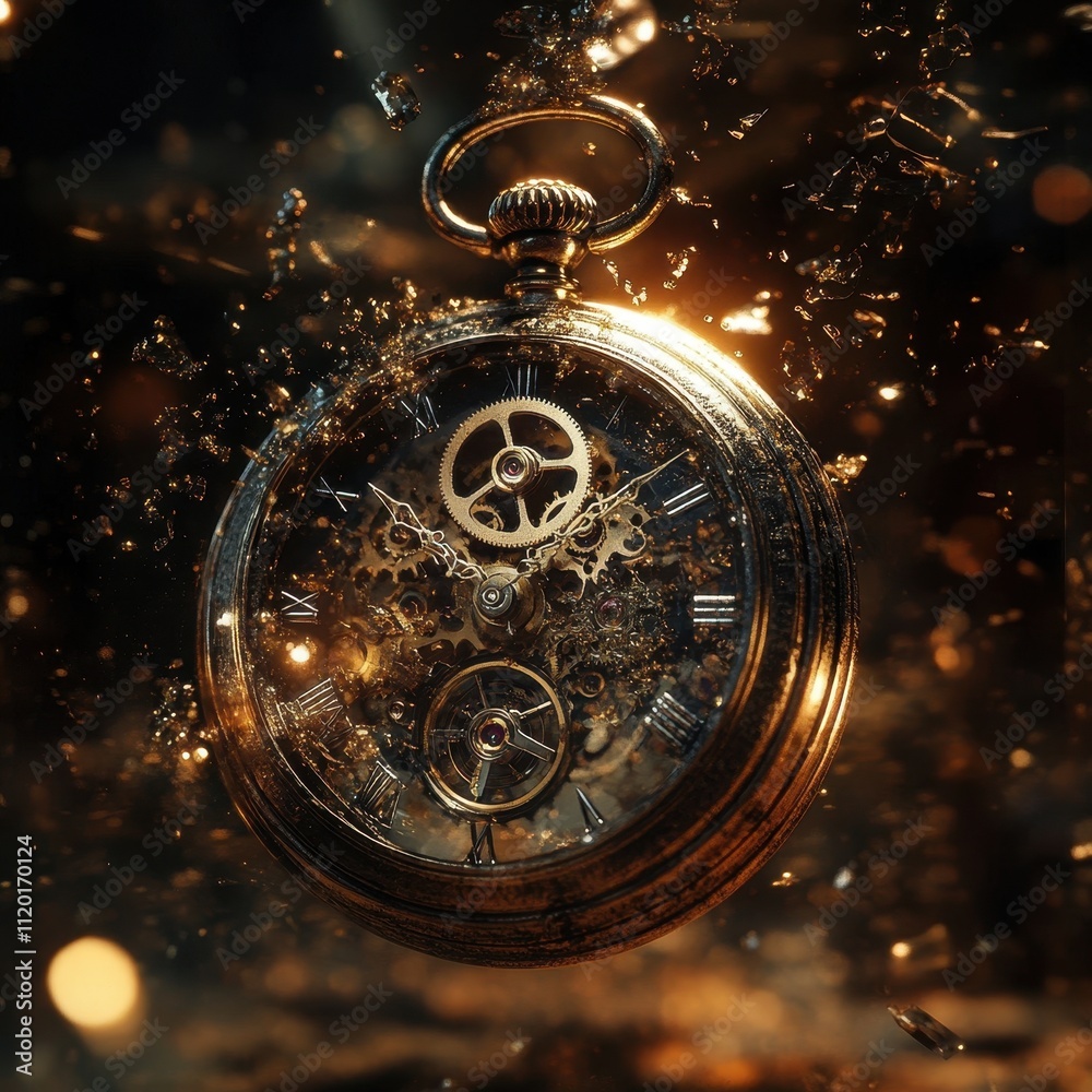 Frozen Pocket Watch in Shattered Time Artistic Display Fantasy ...