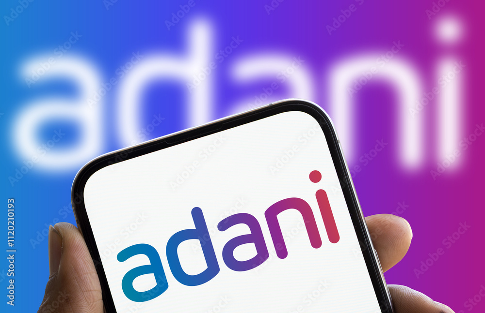 Dhaka, Bangladesh- 0 Dec 2024: Adani logo is displayed on smartphone ...