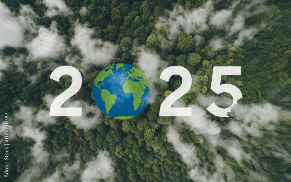 2025 New Year concept for Sustainable environment development goals on Top view nature. SDGs ...