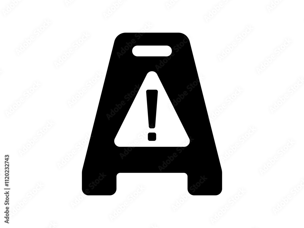 wet floor and cleaning warning icon, flat style pictogram icon for ...