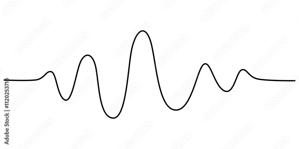 One line drawing of sound wave. Continuous linear sketch .Doodle vector ...