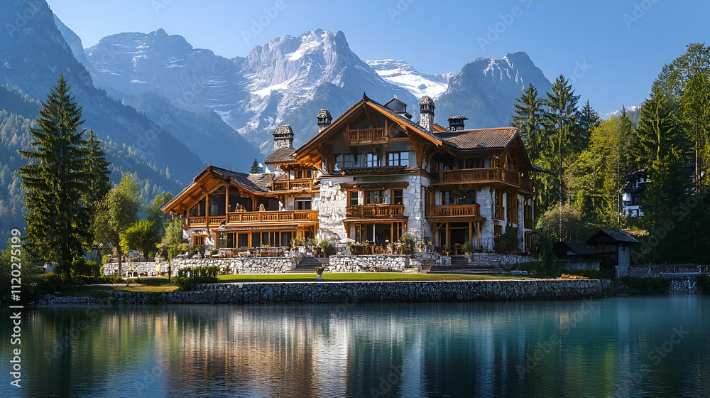 Historic Stone Alpine Chalet with Mountain Lake Views, Traditional St ...