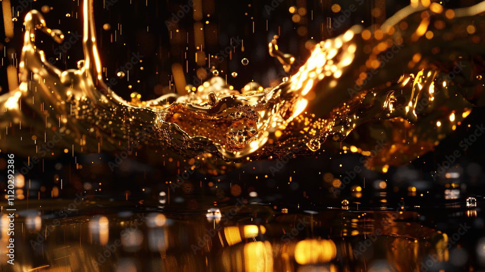 The golden molten 3D "2025" drips liquid metal, hovering over a dark ...