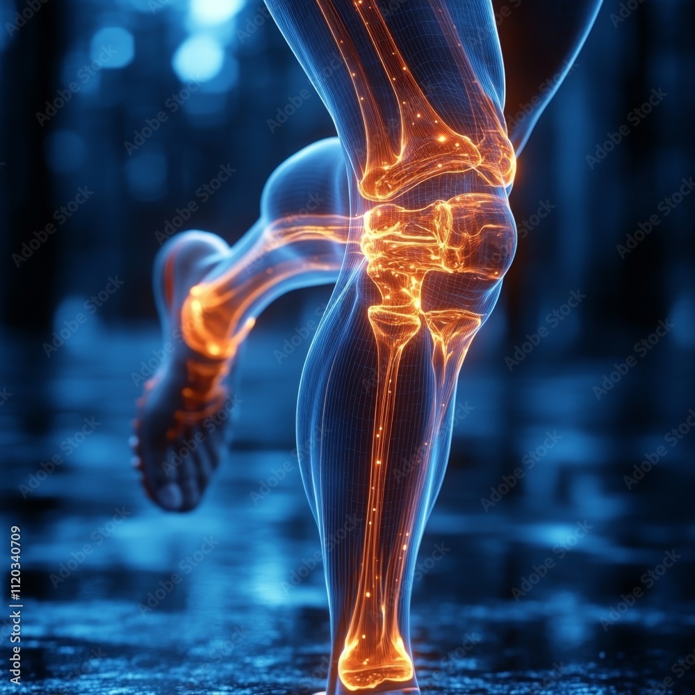 Movimiento y maquinaria de la rodilla en el ser humano, gráfica de un ...